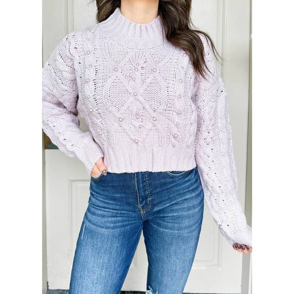She + Sky | Sweaters | New She Sky Pearl Sweater In Lavender | Poshmark